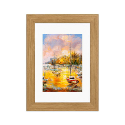 AK Frames Light Oak 9x7 Frame with 6x4 Mount and Perspex Front