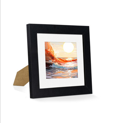 AK Frames Matte Black 8x8 Frame with 6x6 Mount and Perspex Front