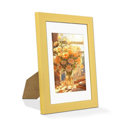 AK Frames Matte Yellow 8x6 Frame with 5x3 Mount and Perspex Front