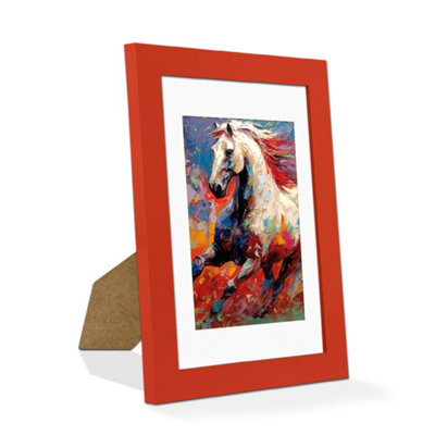 AK Frames Red 8x6 Frame with 6x4 Mount and Perspex Front