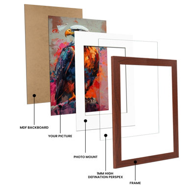 AK Frames Rose Wood 60x60CM Frame with 40x40 Mount and Perspex Front