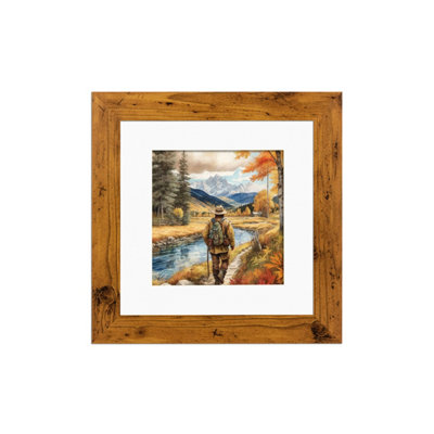 AK Frames Rustic Oak 10x10 Frame with 5x5 Mount and Perspex Front