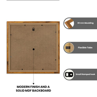 AK Frames Rustic Oak 60x60CM Frame with 40x40 Mount and Perspex Front