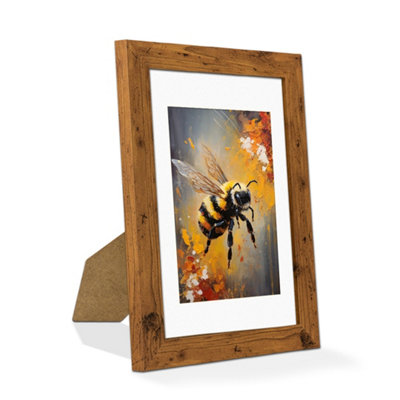 AK Frames Rustic Oak 9x7 Frame with 7x5 Mount and Perspex Front