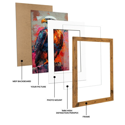AK Frames Rustic Oak A2 Frame with A3 Mount and Perspex Front