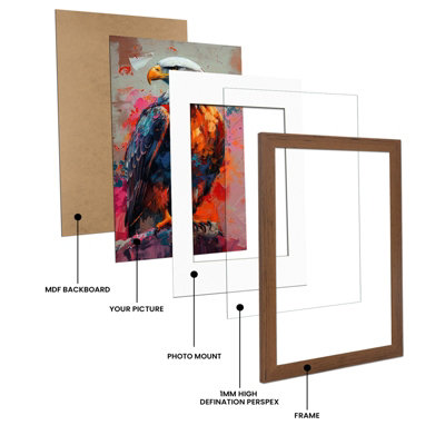AK Frames Walnut 6x4 Frame with 4x3 Mount and Perspex Front