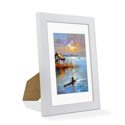 AK Frames White 6x4 Frame with 4x3 Mount and Perspex Front