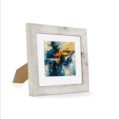 AK Frames White Rustic 12x12 Frame with 10x10 Mount and Perspex Front