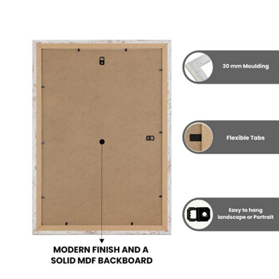 AK Frames White Rustic 14x11 Frame with 10x8 Mount and Perspex Front