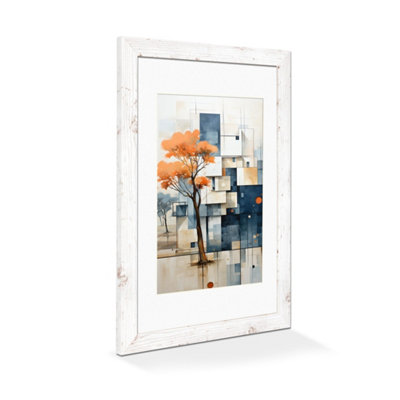 AK Frames White Rustic 14x11 Frame with A4 Mount and Perspex Front
