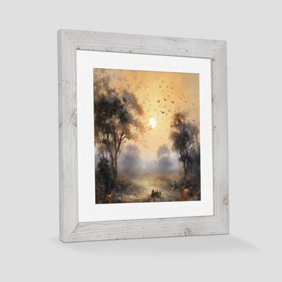 AK Frames White Rustic 60x60CM Frame with 40x40 Mount and Perspex Front