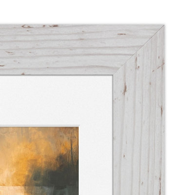 AK Frames White Rustic 8x8 Frame with 6x6 Mount and Perspex Front