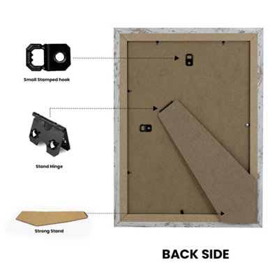 AK Frames White Rustic 9x7 Frame with 6x4 Mount and Perspex Front