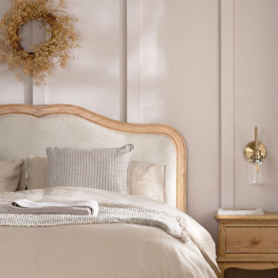 Alana Stone Fabric and Oak Wooden Bed - 5ft King Size