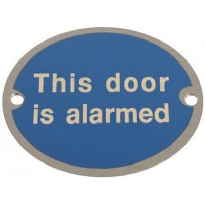Alarmed Door Sign 75mm - Screen Printed Stainless Steel Safety Sign ...