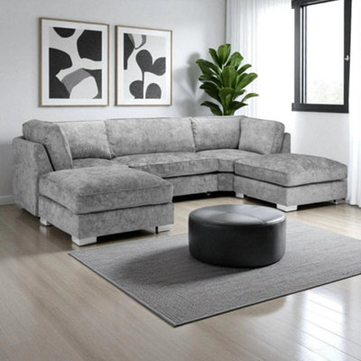 ALASKA GREY PREMIUM BISHOP U SHAPE SOFA SUITE SET