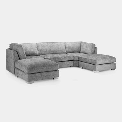 ALASKA GREY PREMIUM BISHOP U SHAPE SOFA SUITE SET