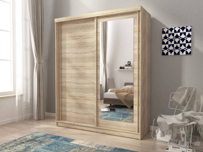 Alaska Sliding Two Door Wardrobe 200cm in Oak Sonoma