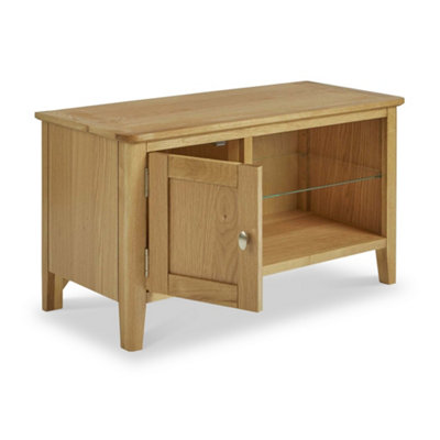 Alba Oak 90cm Small TV Unit - Fully Assembled By Roseland Furniture