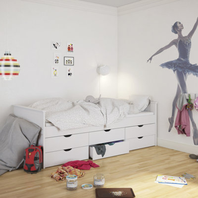 Alba Single bed with 6 Drawers White
