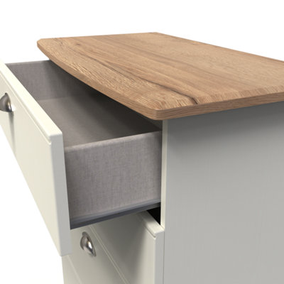 Albert 4 Drawer Deep Chest in Cream Ash & Oak (Ready Assembled)