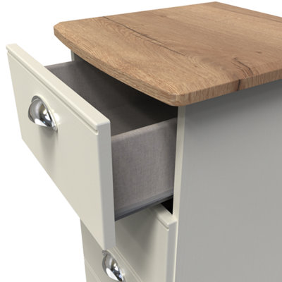 Albert 5 Drawer Tallboy in Cream Ash & Oak (Ready Assembled)