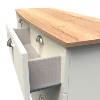 Albert 6 Drawer Wide Chest in Cream Ash & Oak (Ready Assembled)
