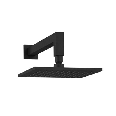 Alberto Square Matt Black Shower Head & Arm | DIY at B&Q