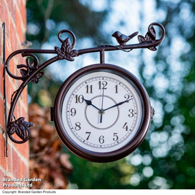 Aldbury Double-sided Garden Clock Outdoor Wall Mounted Victorian Design
