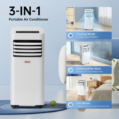 ALECOME Portable Air Conditioner 3-in-1 Air Conditioner Dehumidifier ...