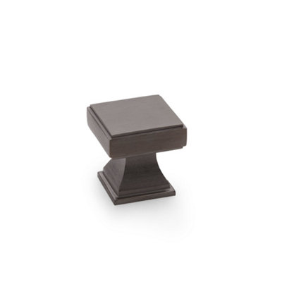 Alexander & Wilks Jesper Square Cupboard Knob - Dark Bronze PVD - 30mm