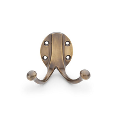 Alexander & Wilks Traditional Double Robe Hook - Antique Bronze