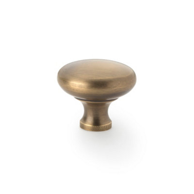 Alexander & Wilks Wade Round Cupboard Knob - Antique Brass - 38mm
