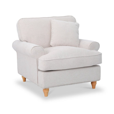 Alfie Woven Cream Armchair for Living Room - Fully Assembled By ...