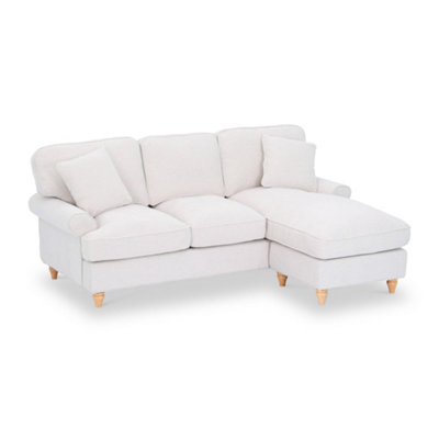 Alfie Woven Right Hand Cream Chaise Sofa for Living Room - Fully ...