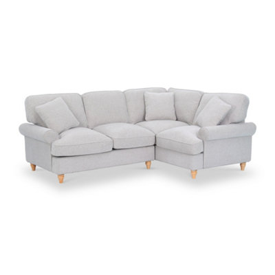 Alfie Woven Right Hand Light Grey Corner Sofa for Living Room - Fully ...