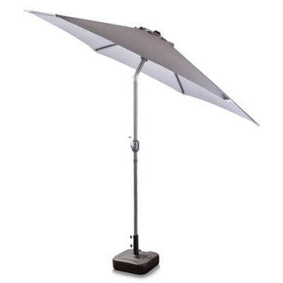 Alfresia 2.7 Metre Grey Parasol with 22L Square Base Included - Round ...
