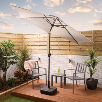 Alfresia 2.7 Metre Grey Parasol with 22L Square Base Included - Round ...