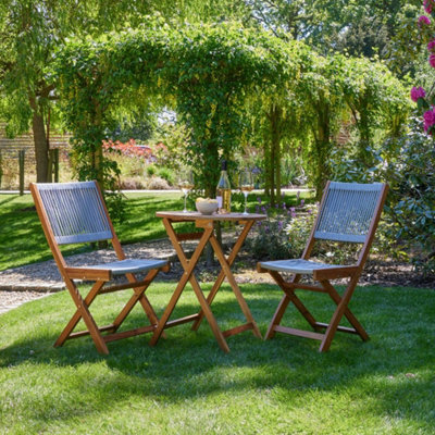 Alfresia Acacia Wood Garden Bistro Set with RoundTable, Folding Table ...