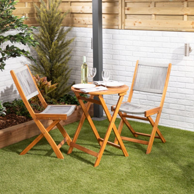 Alfresia Acacia Wood Garden Bistro Set with RoundTable, Folding Table ...