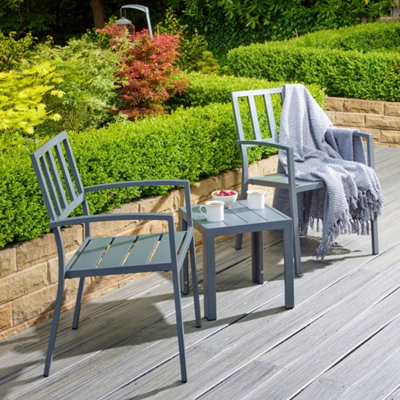 Alfresia Aluminium Garden Bistro Table and Chairs Set with Square Table