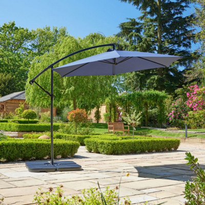 Alfresia Navy Blue 3 Metre Garden Cantilever Parasol with Crank Handle ...