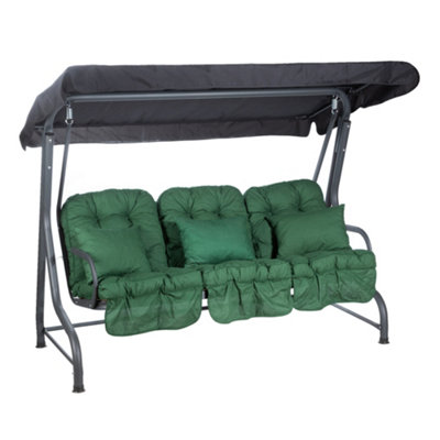 Alfresia Turin Reclining Swing Seat Charcoal Frame Classic Green Cushions Diy At Bandq