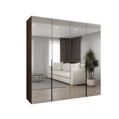Alicante III 200cm Oak Walnut Full Mirror Four Door Wardrobe