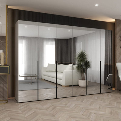Alicante III Cashmere Hinged Door Wardrobe 300cm - Soft Modern Mirrored ...