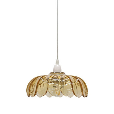 Alice - Amber Floral Glass Easy Fit Pendant Shade