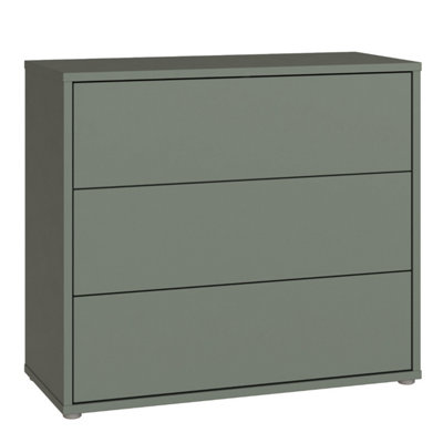 ALICE SPRINGS 3 DRAWER CHEST WITH PUSH-TO-OPEN IN SAGE GREEN