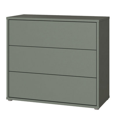 ALICE SPRINGS 3 DRAWER CHEST WITH PUSH-TO-OPEN IN SAGE GREEN