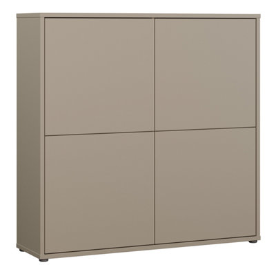 Alice Springs 4 Door Large Storage Cabinet with Push-to-Open Doors in Taupe
