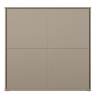 Alice Springs 4 Door Large Storage Cabinet with Push-to-Open Doors in Taupe